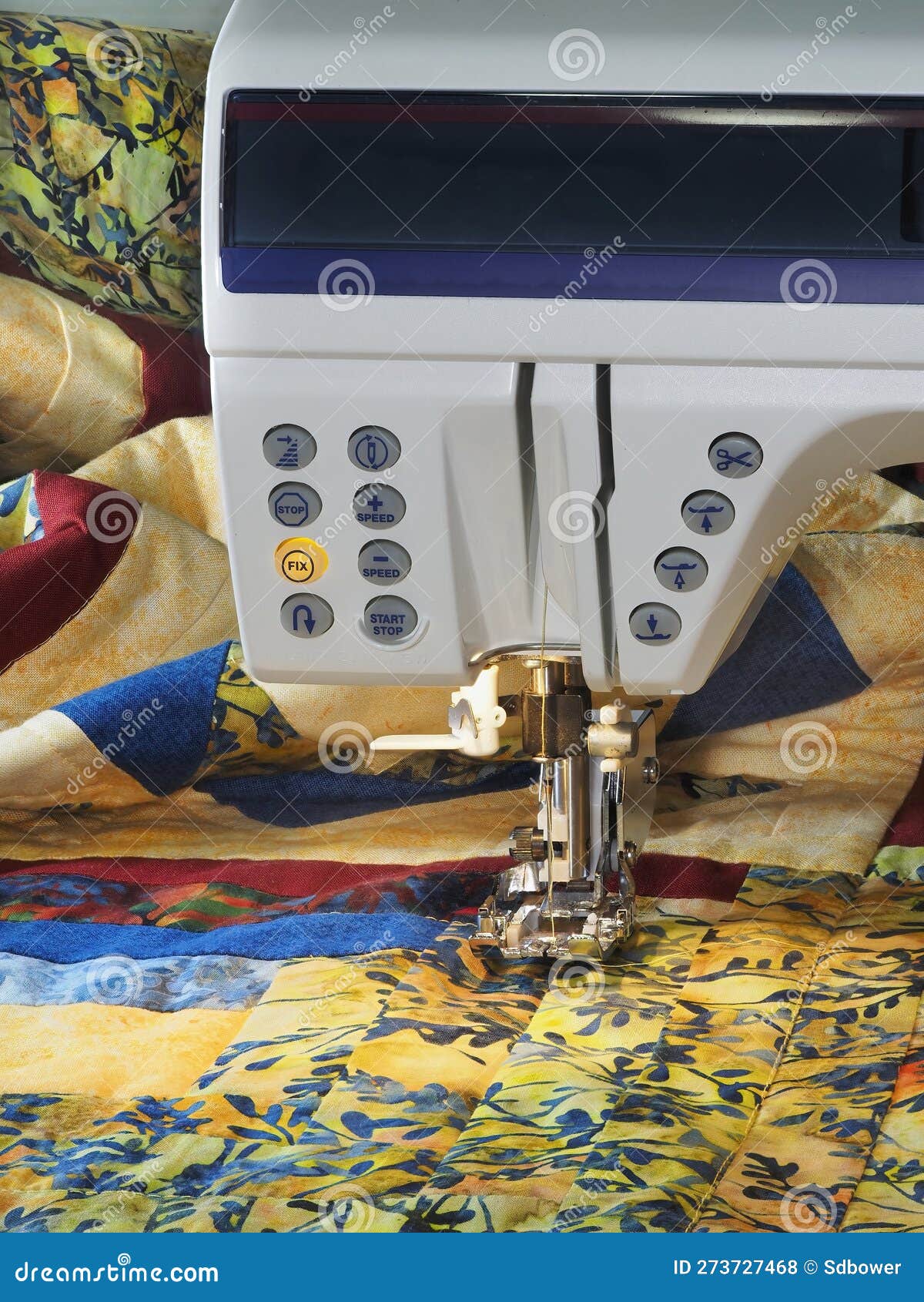 A Close-up Focus Stacked Image of a Handmade Quilt on a Sewing Machine ...