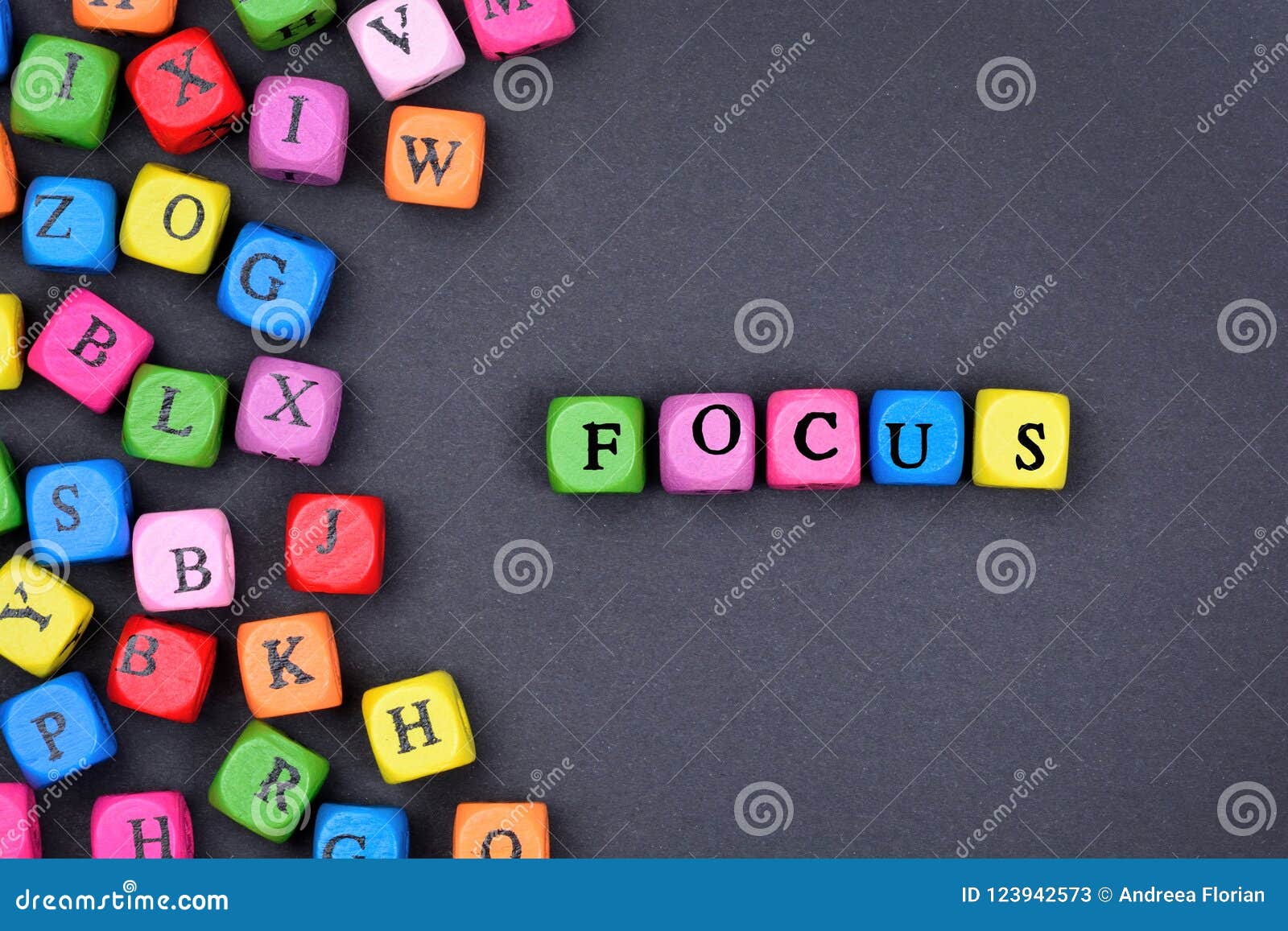 Focus Word on Black Background Stock Image - Image of concentration ...