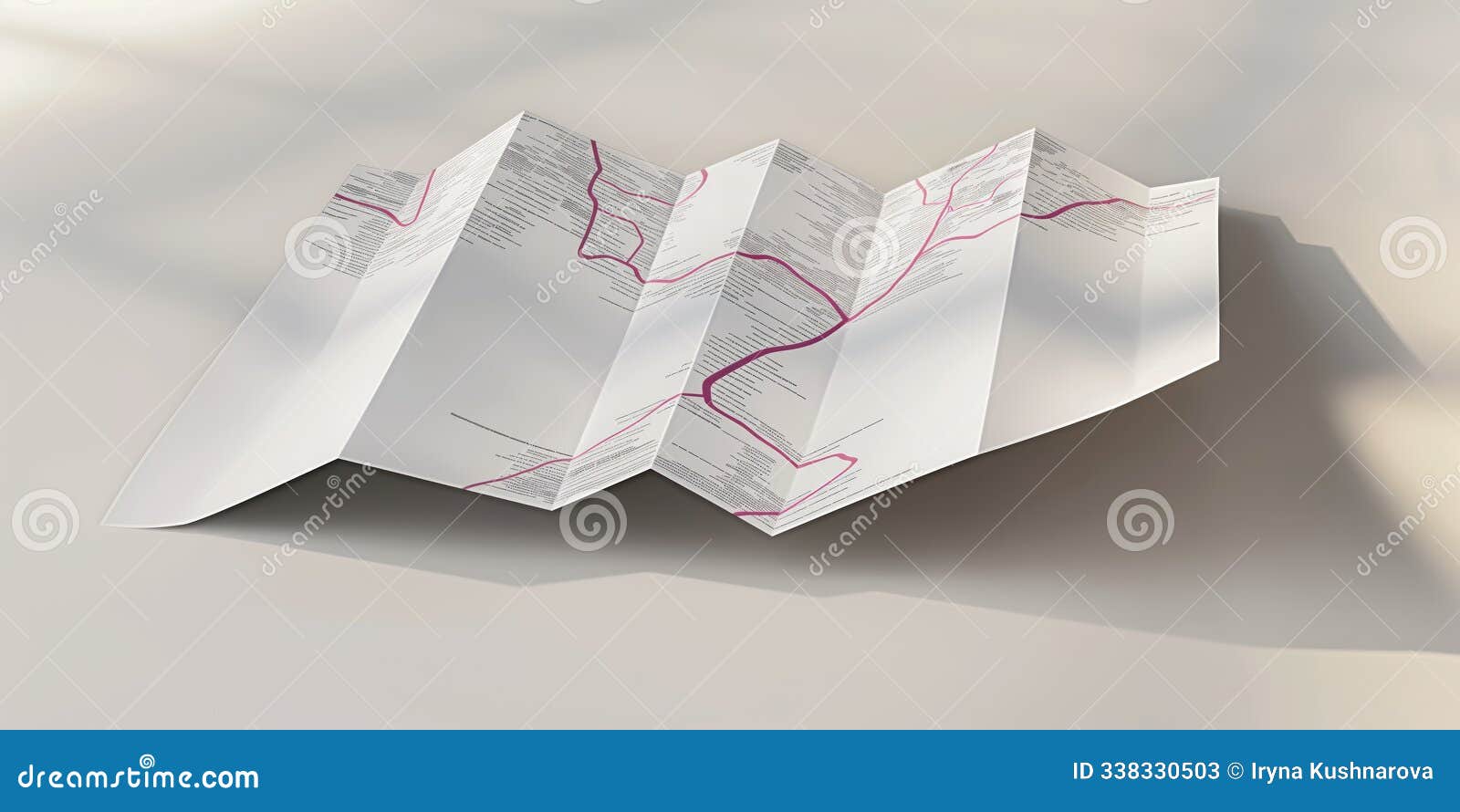 Close-up of Folded Paper Map with Blank Page. Isolated 3D Mockup with ...