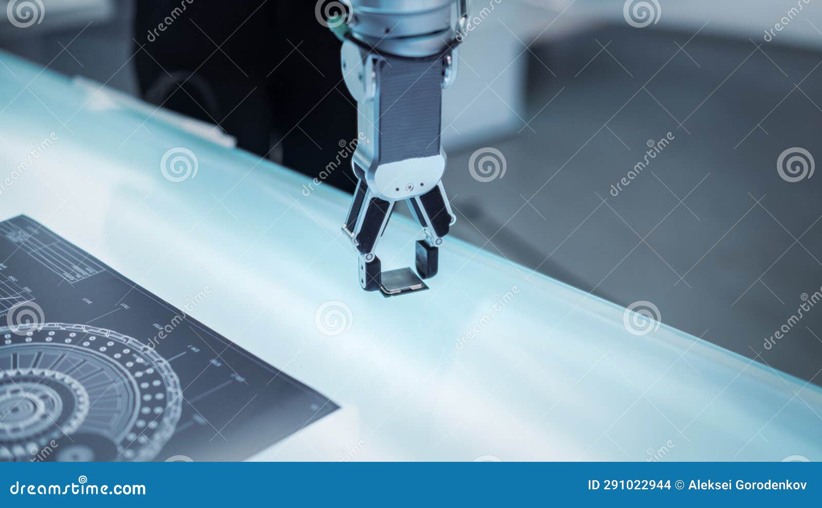 Close Up Footage of a Modern Robotic Arm Picking Up and Moving a ...