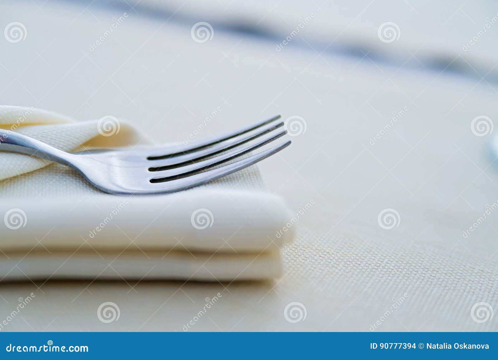 Close Up Fork on White Napkin in Restaurant Stock Photo - Image of pure ...