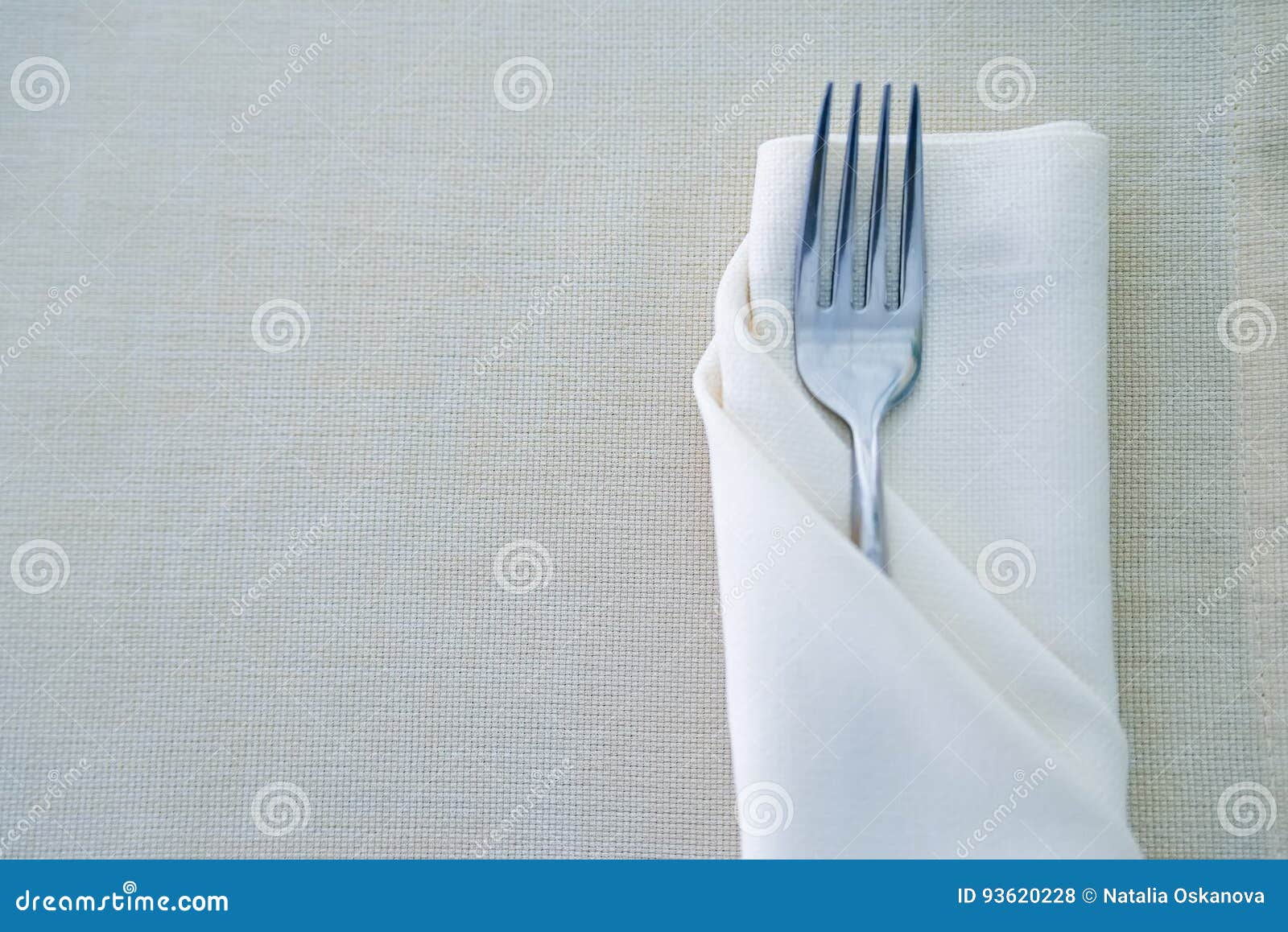 Close Up Fork on White Napkin in Restaurant Stock Photo - Image of ...