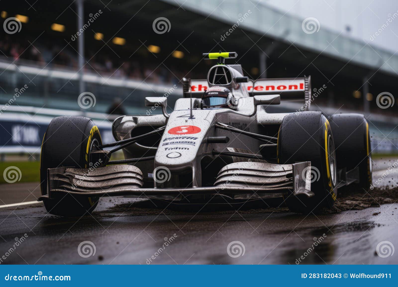 Close Up a Formula 1 Car at Full Speed on a Racing Circuit. AI ...