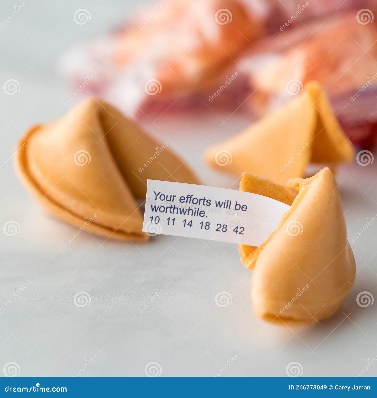 A Close Up of a Fortune Cookie with a Fortune Note Inserted and ...