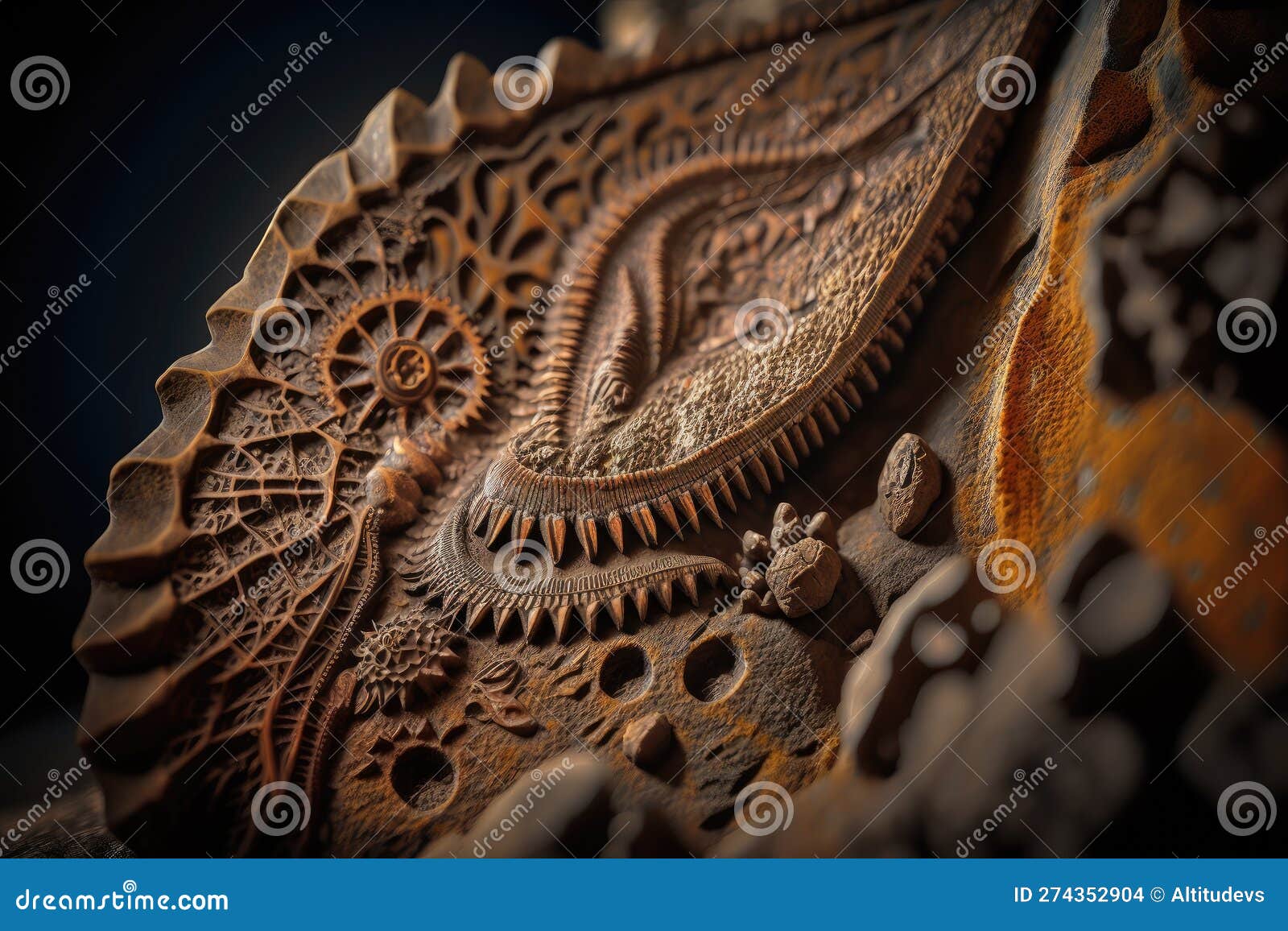 Close-up of Fossilized Dinosaur Bone, with Intricate Details Visible ...