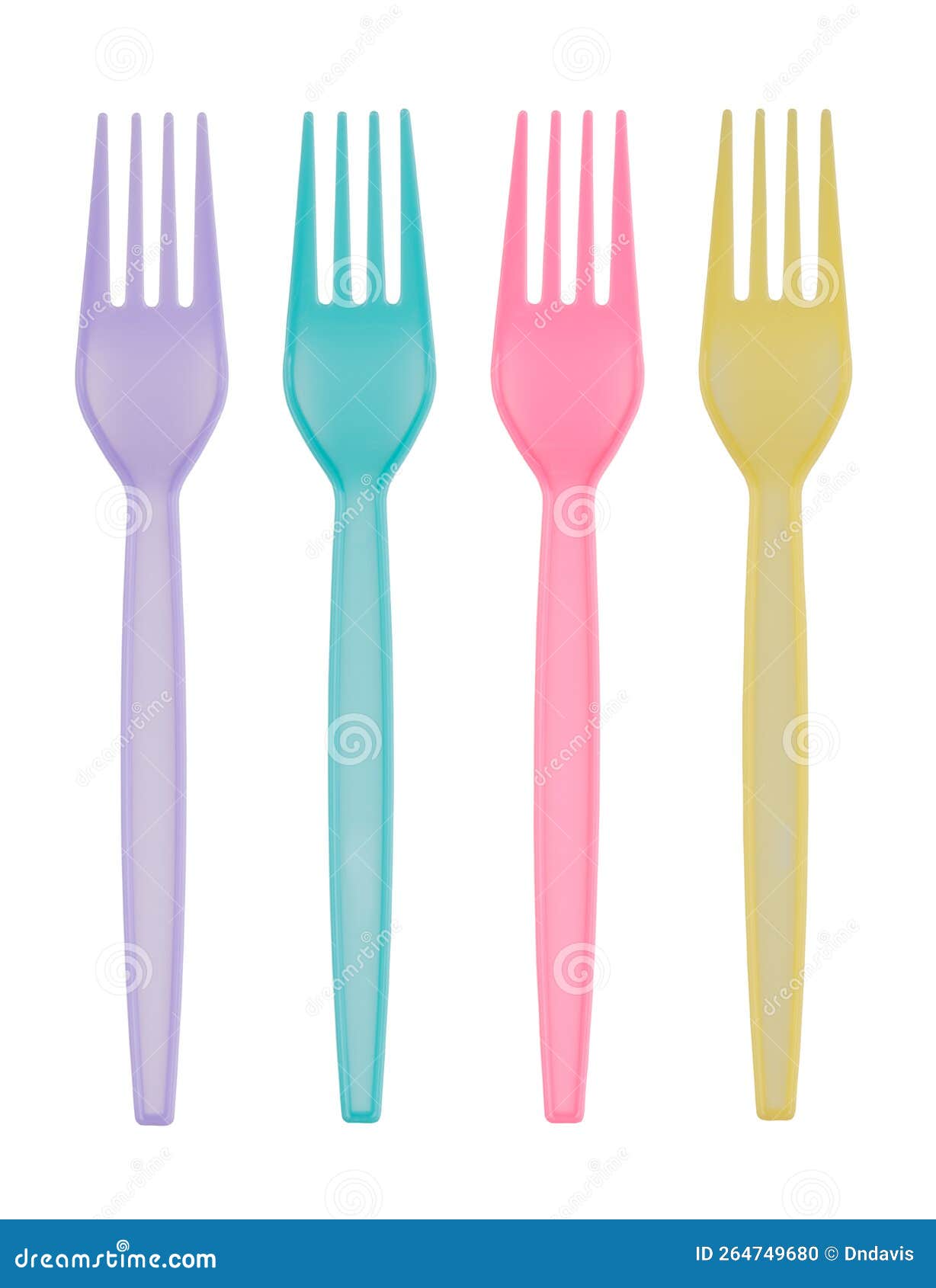 Close Up of Four Colorful Plastic Forks Isolated White Background Stock ...