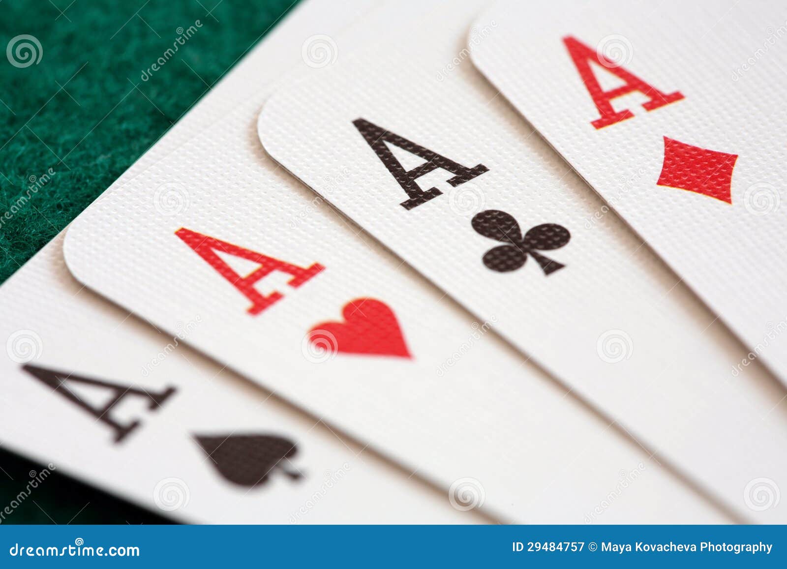 Close-up of Four Playing Cards Stock Image - Image of gambling, felt ...