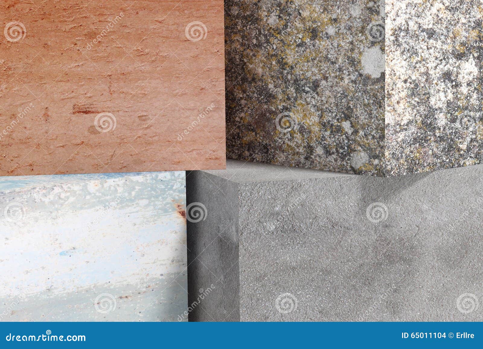 Close-up of Four Stones Made of Different Material Stock Illustration ...