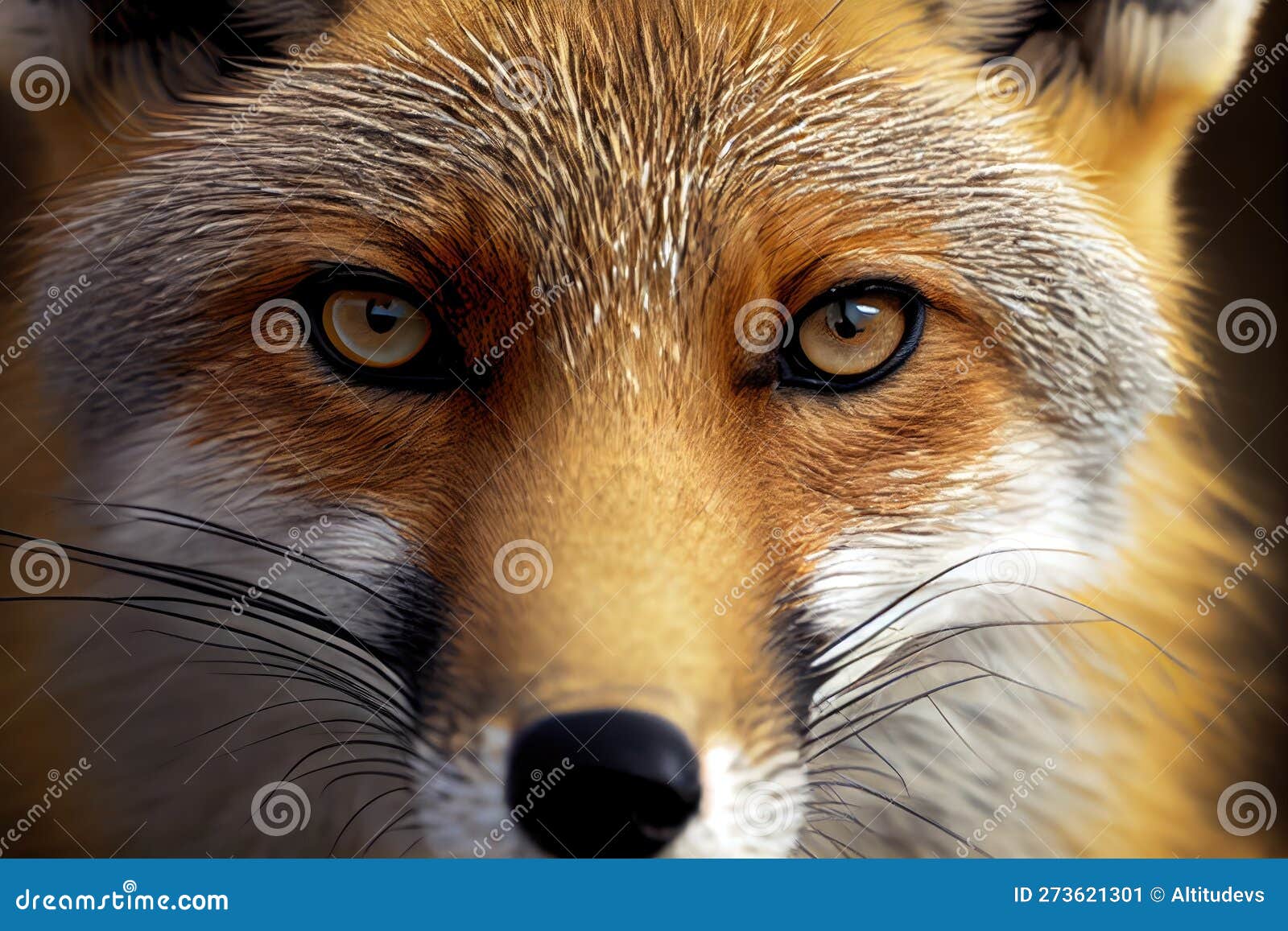 Close-up of a Fox S Face, with Its Yellow Eyes and Sharp Teeth Visible ...