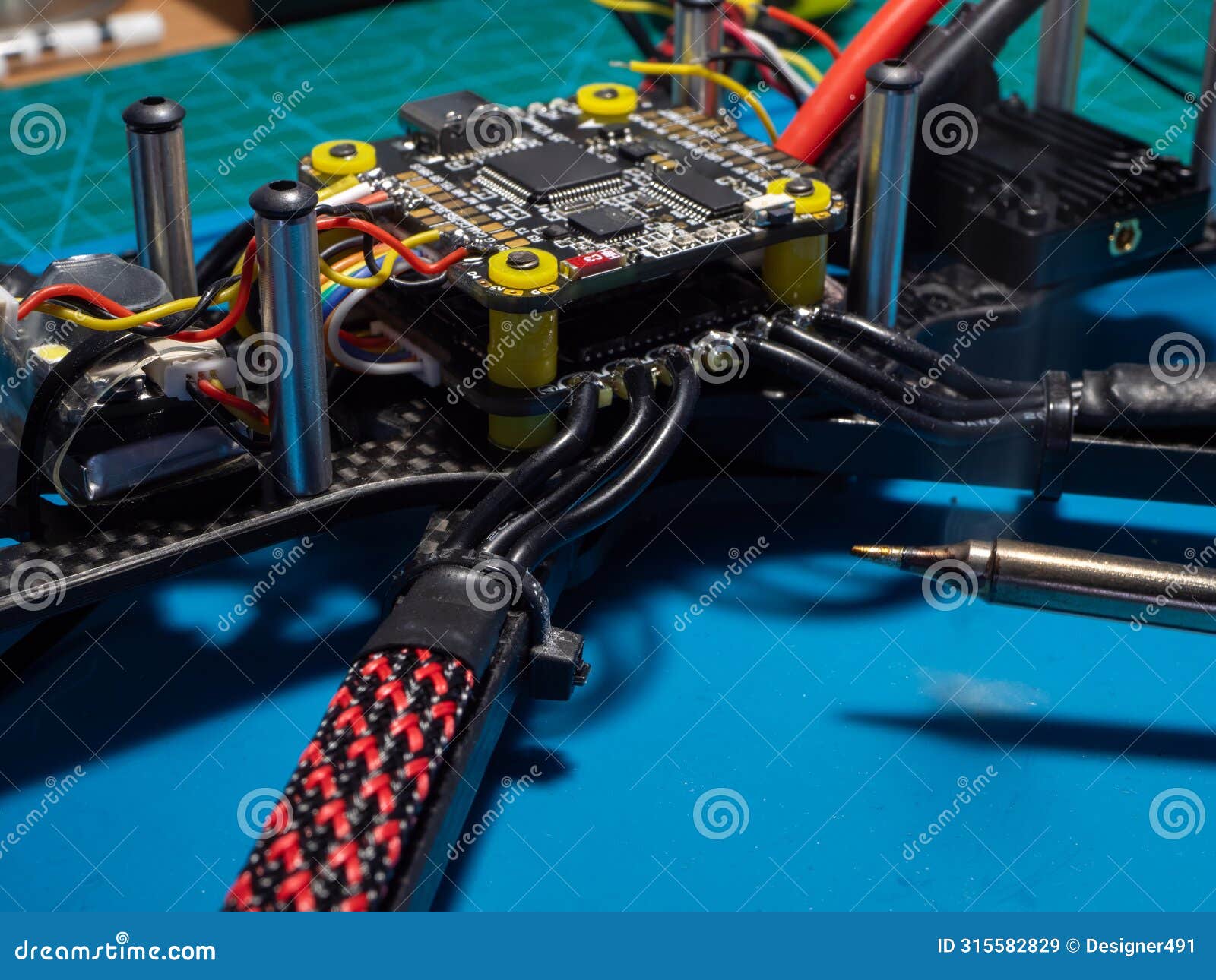 Close-up of the FPV Drone Assembly. Hobbies and UAV Engineering. Stock ...