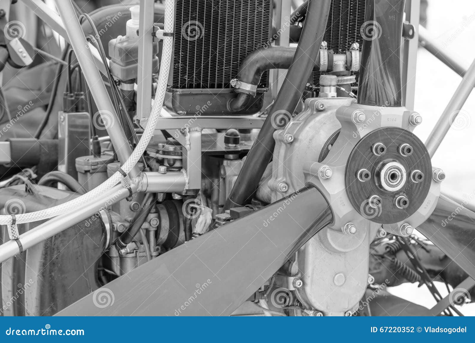 Close Up Of Fragment Of Delta Plane Engine, Black And White Image ...