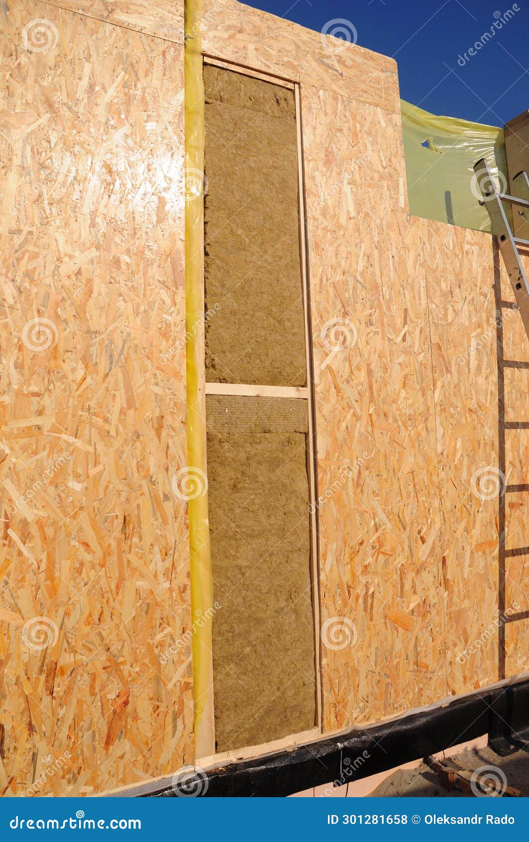 Close Up on Frame House Wall Construction. Structural Insulated Panels ...