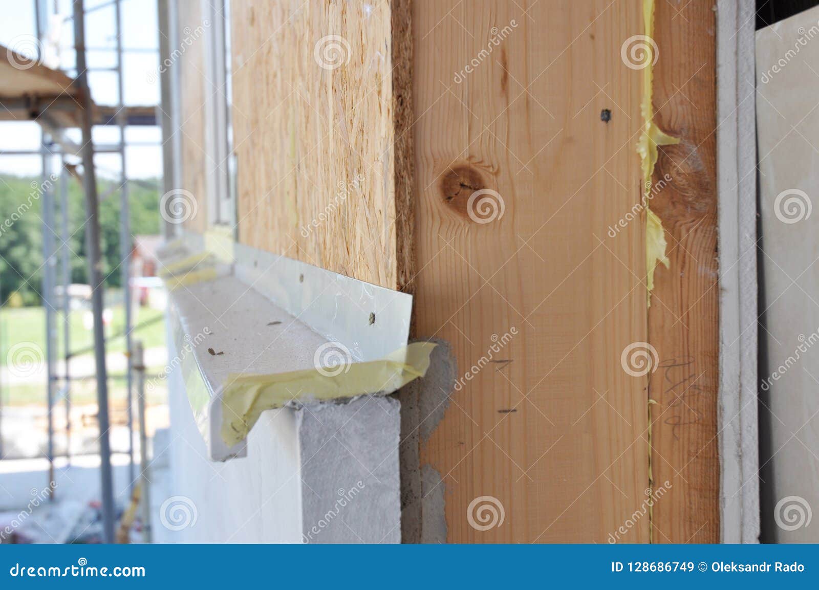 Close Up on Frame House Wall with Insulation and Drywall. Stock Image ...