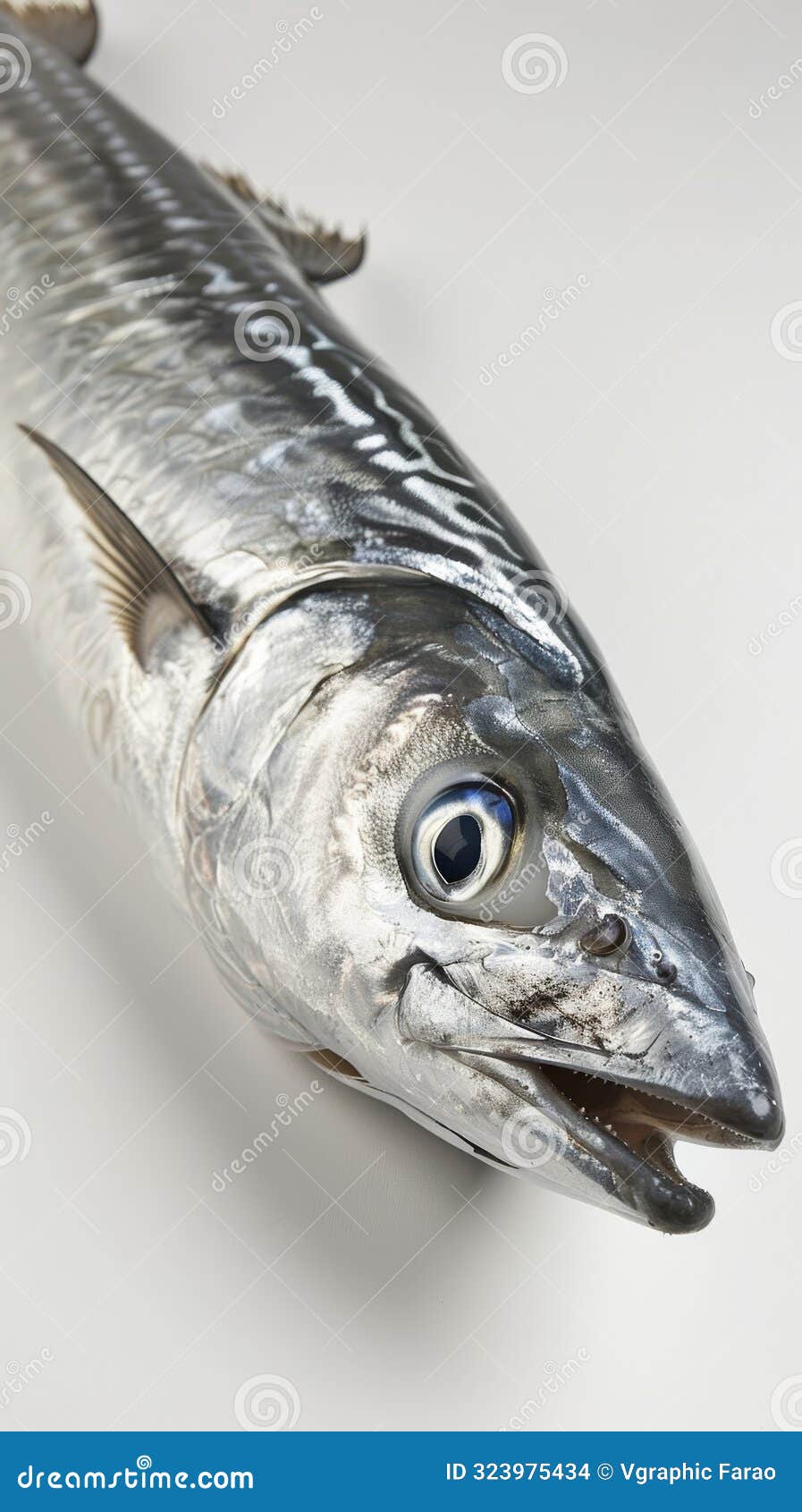 Close-up of a Fresh Mackerel on White Background, Fish Photography ...