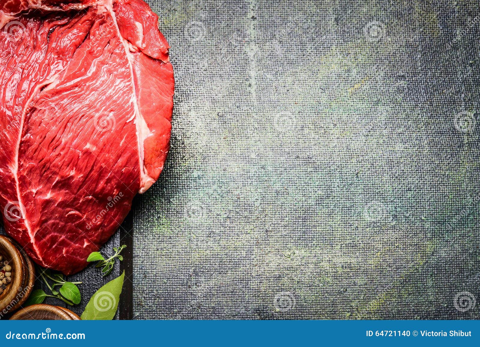 Close Up of Fresh Raw Meat on Rustic Background Stock Photo - Image of ...