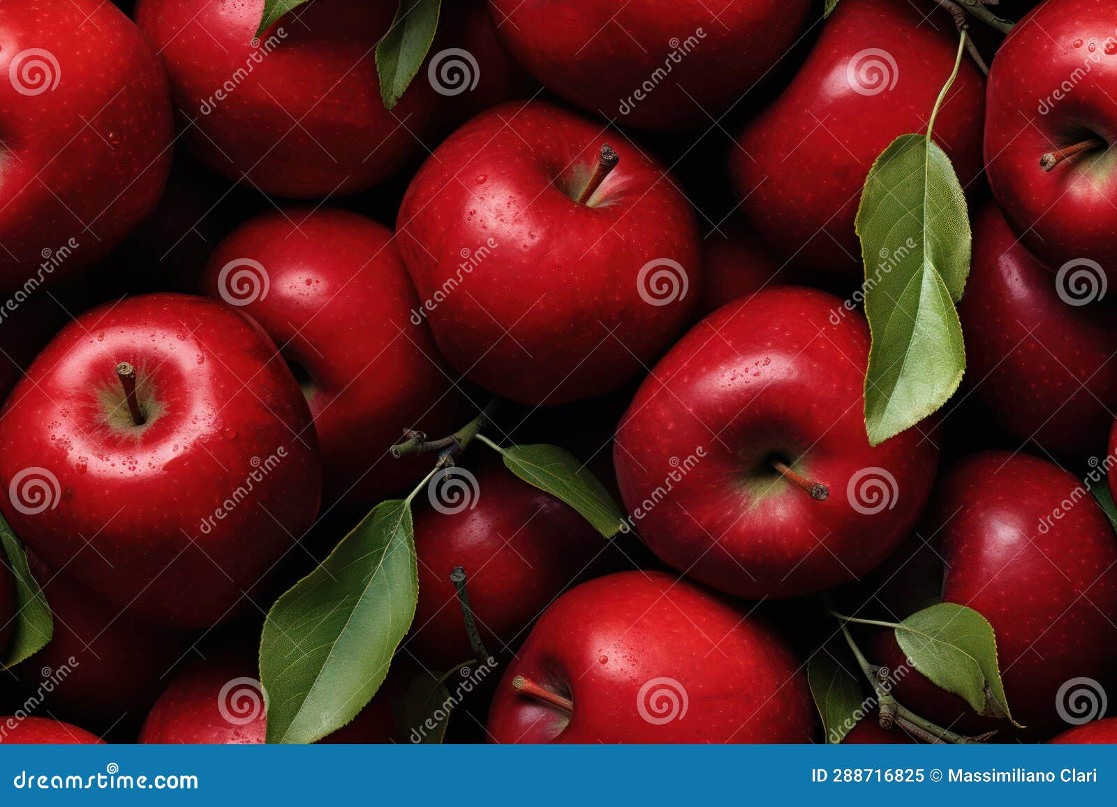 Close Up of Fresh Red Apples , Top View, Seamless Pattern. Generative ...