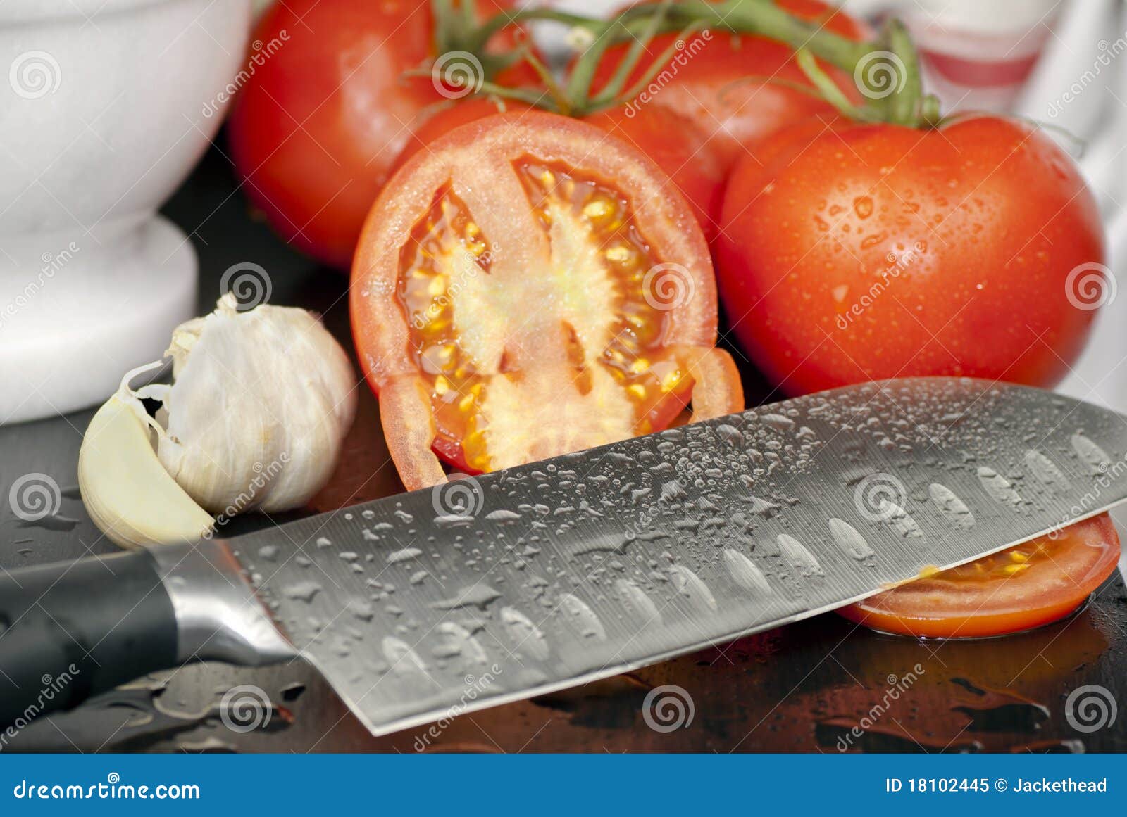 Close-up of Fresh Vine-Ripened Tomatoes Stock Image - Image of board ...