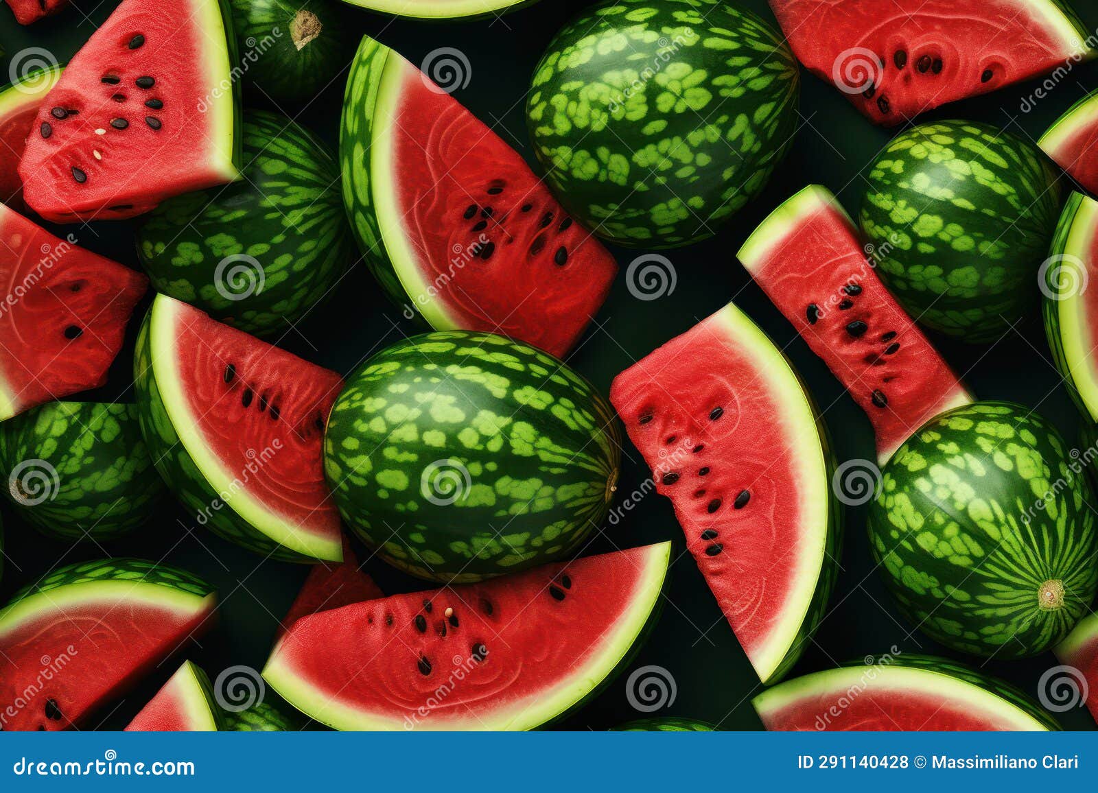 Close Up of Fresh Watermelon , Top View, Seamless Pattern. Generative ...