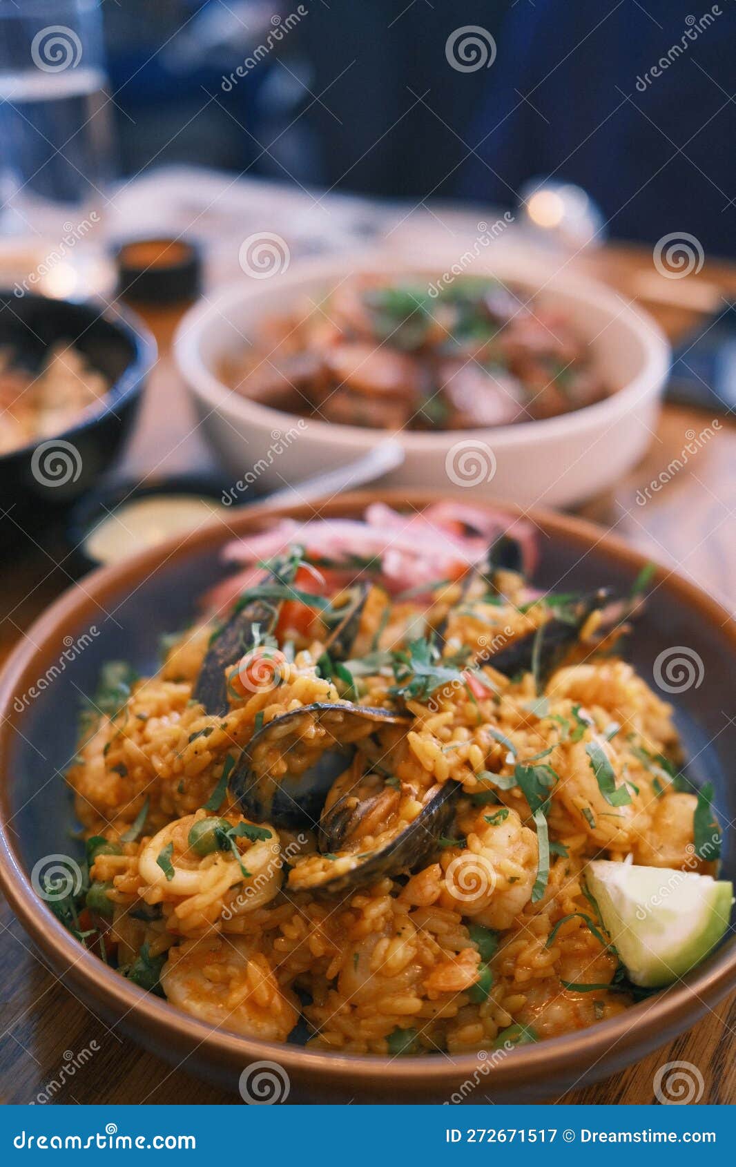 A Vertical Shot of a Dish with Rice and Clams Stock Image - Image of ...