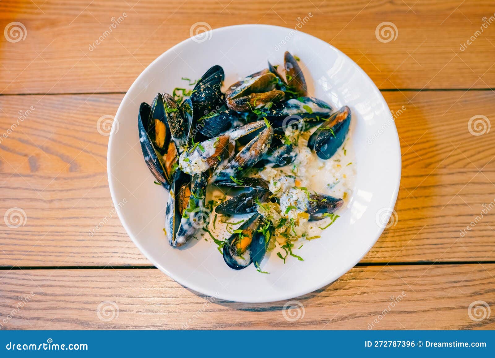 Close Up of Freshly Cooked Mussles in a Plate with Ingredients Stock ...