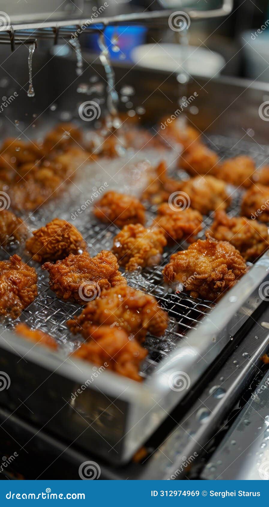 A Close Up of Fried Chicken Being Cooked in a Fryer, AI Stock Image ...