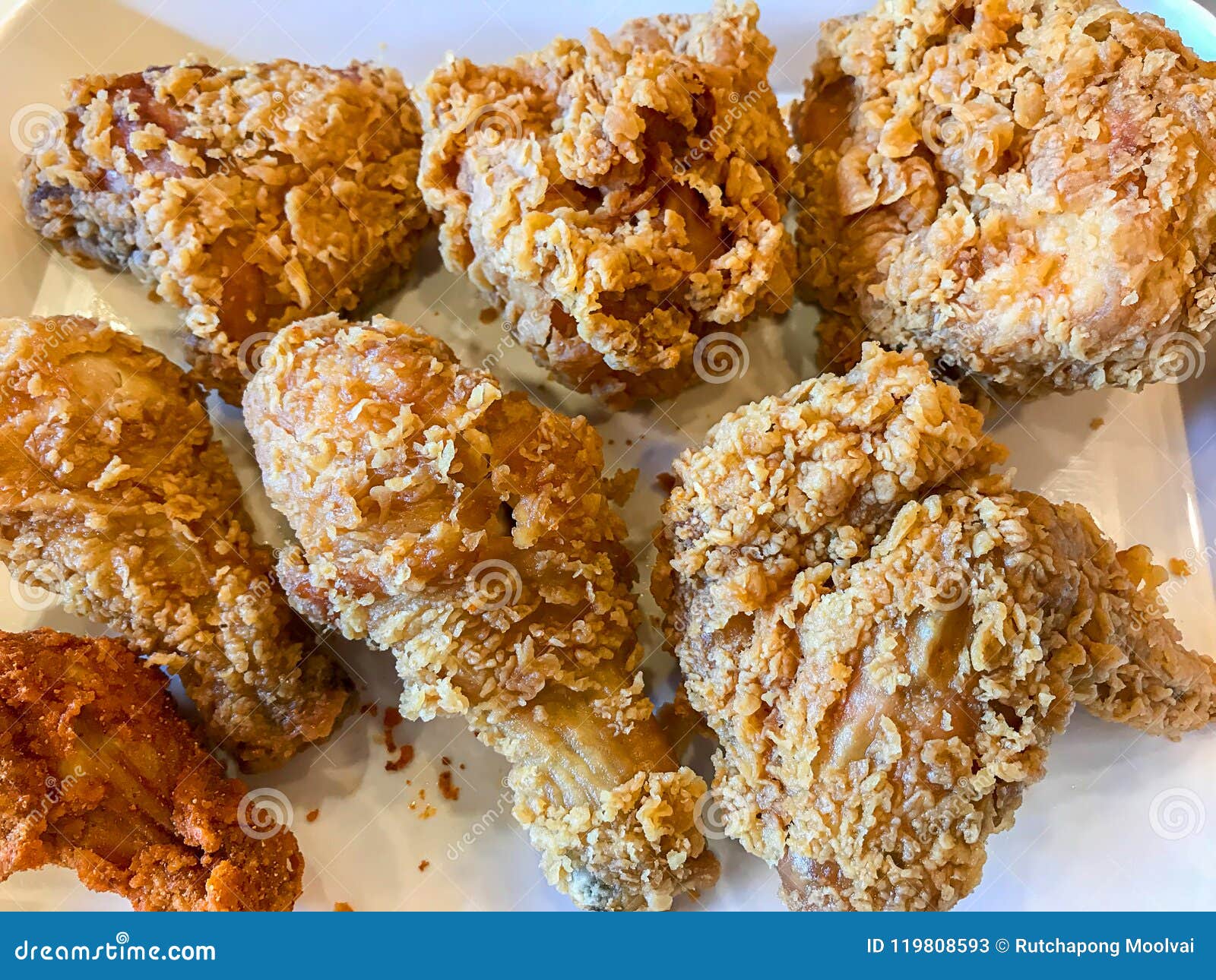 Close Up Fried Chicken on the Plate. Stock Image - Image of lunch ...