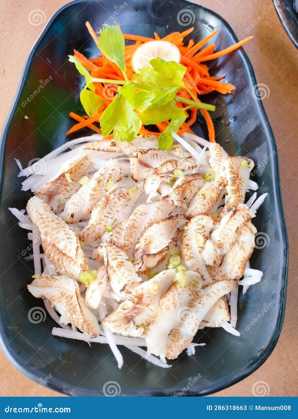 Fried squid on dish stock image. Image of salad, delicious - 286318663