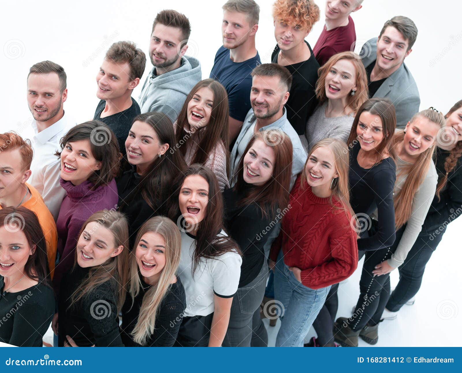 Close Up. a Friendly Group of Young People Looking Forward Stock Photo ...