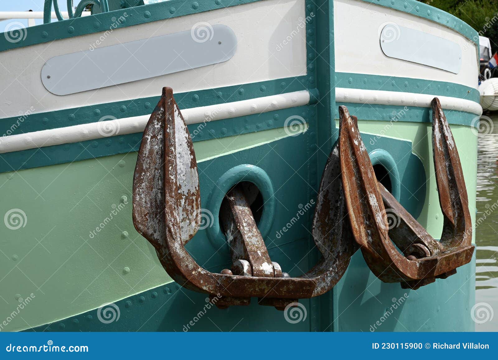Close-up of River Barge Anchors Stock Photo - Image of transport, barge ...
