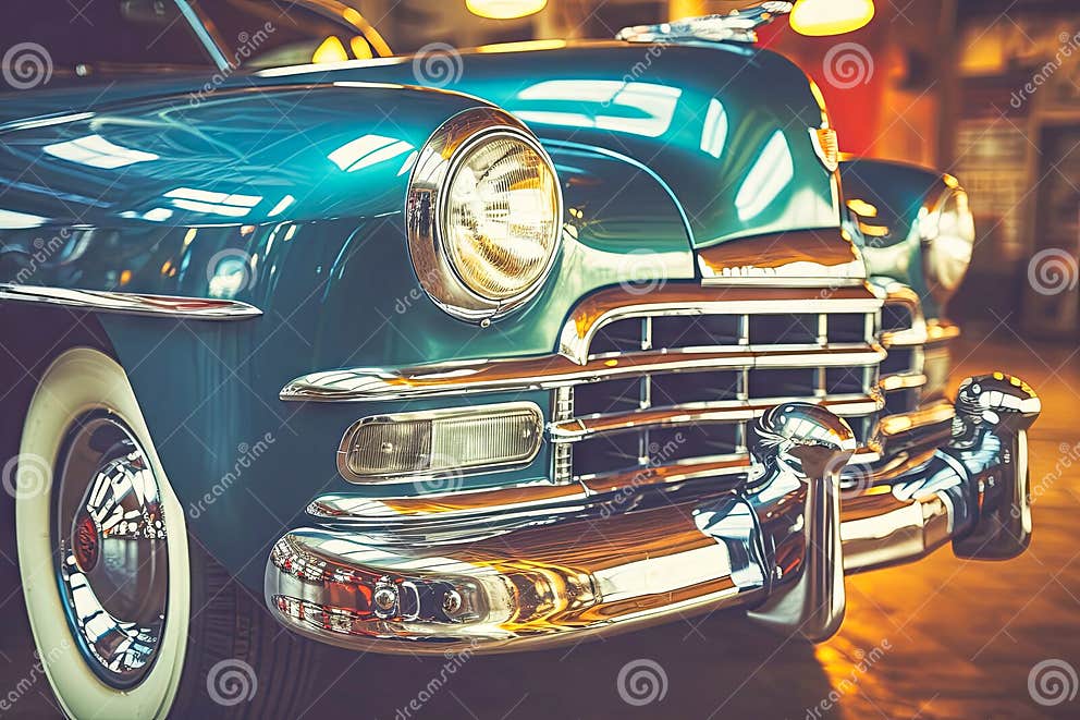 Close-Up of Front End of Classic Car Stock Photo - Image of ...