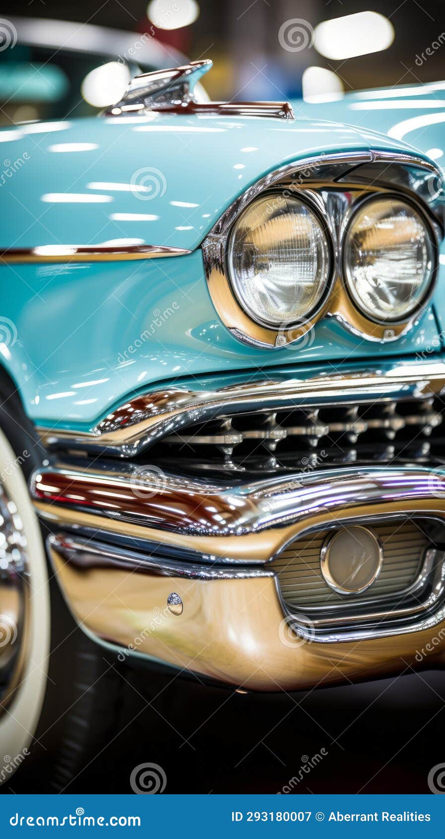 A Close Up of the Front End of a Classic Car Stock Illustration ...