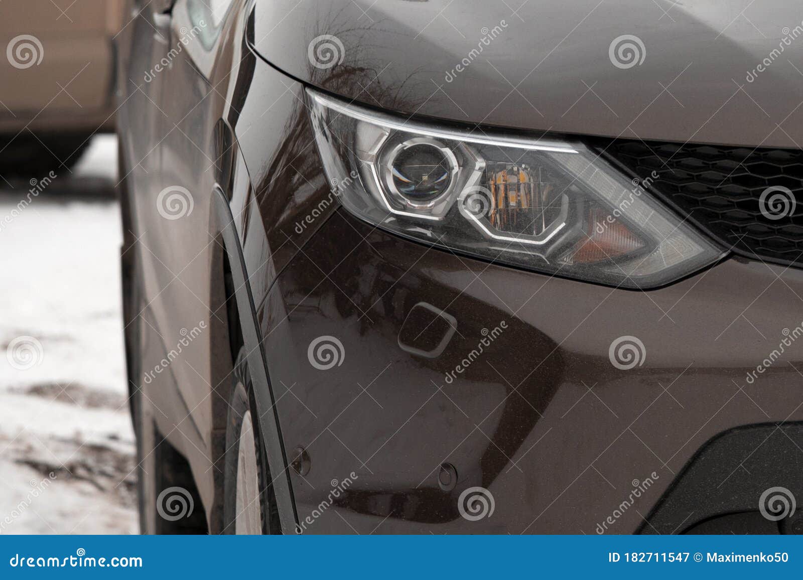 Close Up of Front Headlights of Modern Car. Optical Light Stock Image ...