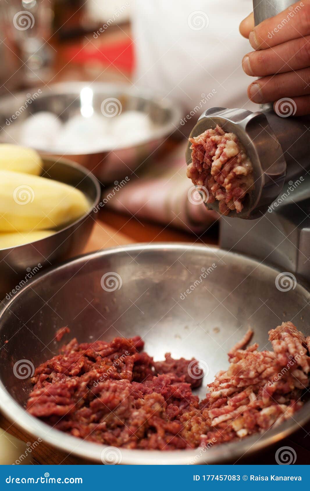 Close Up of Front Part of Meat Grinder or Mincing-machine with ...