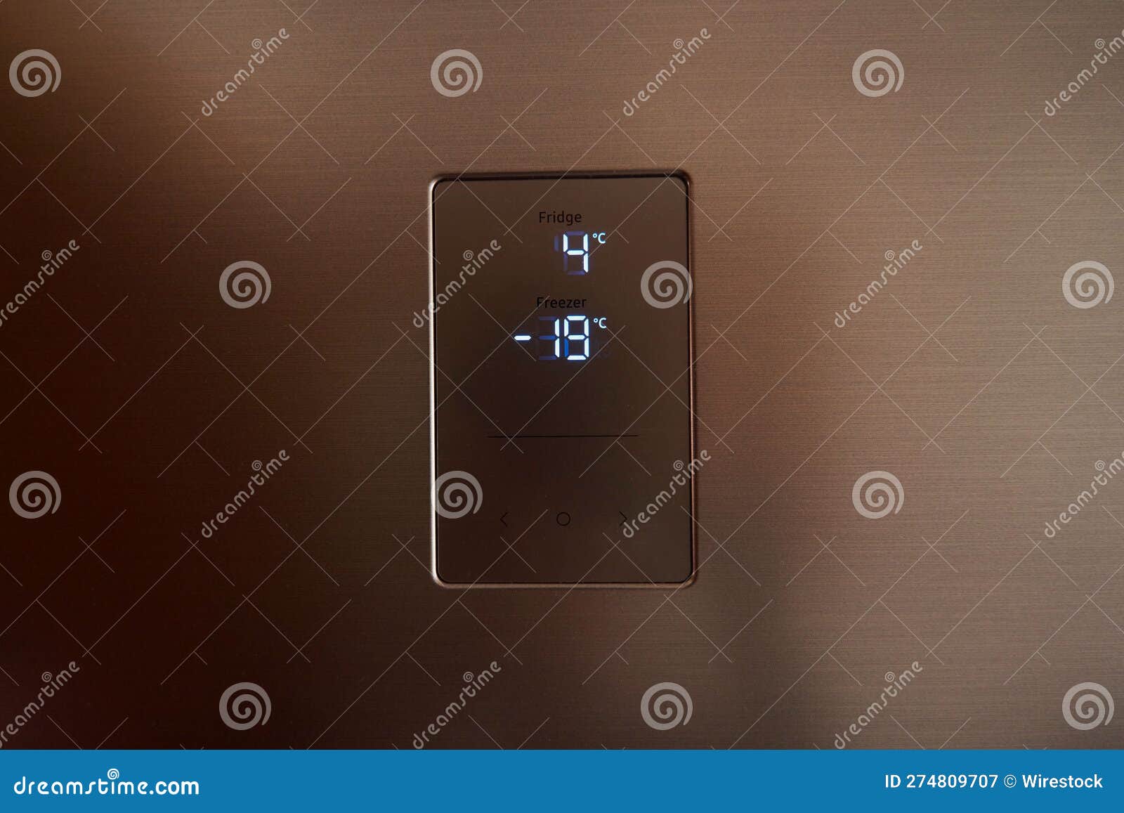 Close Up of the Front Temperature Panel of a Gray Fridge Stock Image ...