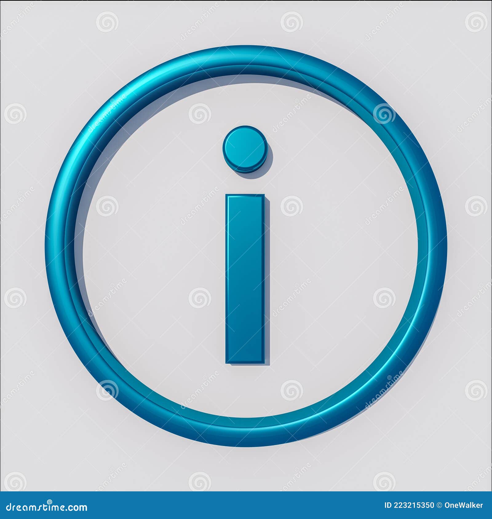 Close Up Front View of Blue Metallic Information Icon Stock ...