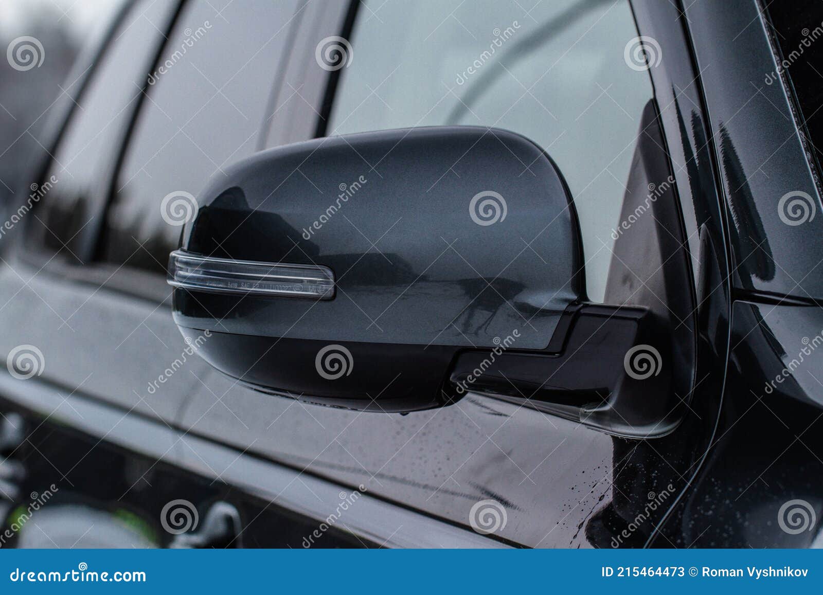 Close Up Front View of Car Side Mirror. Front Rear View Mirror on the ...