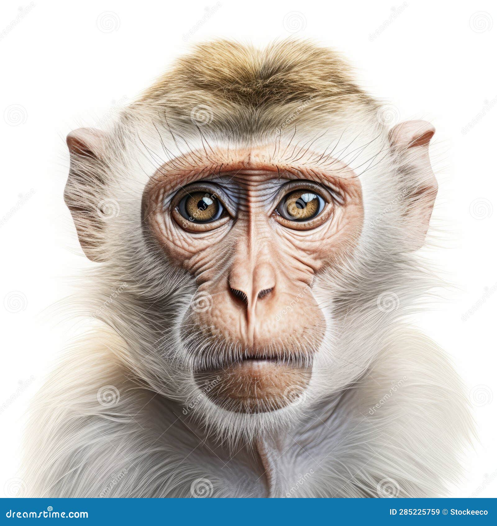 Close-up Monkey Drawing: Front View on White Background Stock ...
