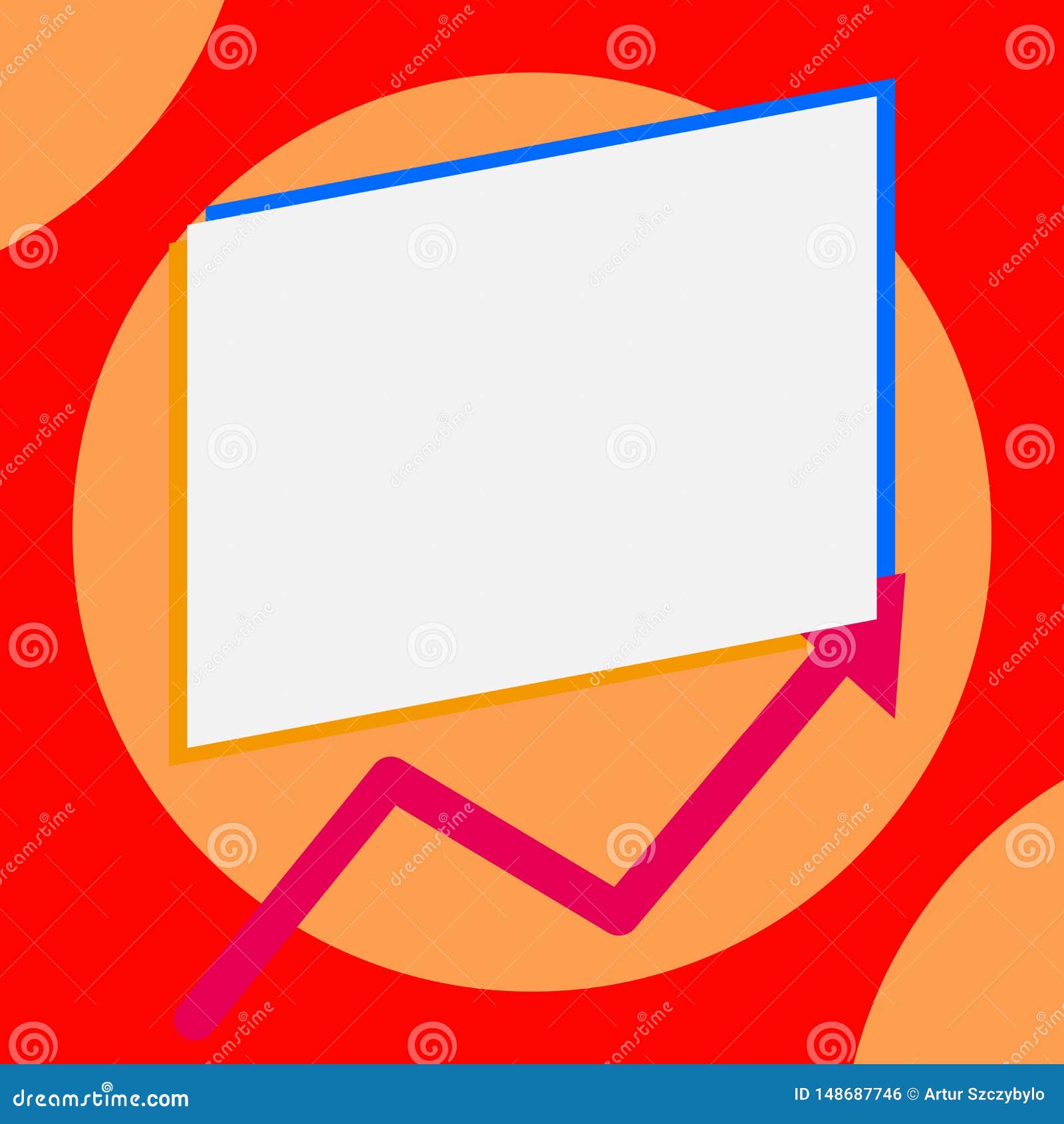 Close Up Front View One Blank Rectangle Above Another Arrow Zigzag ...