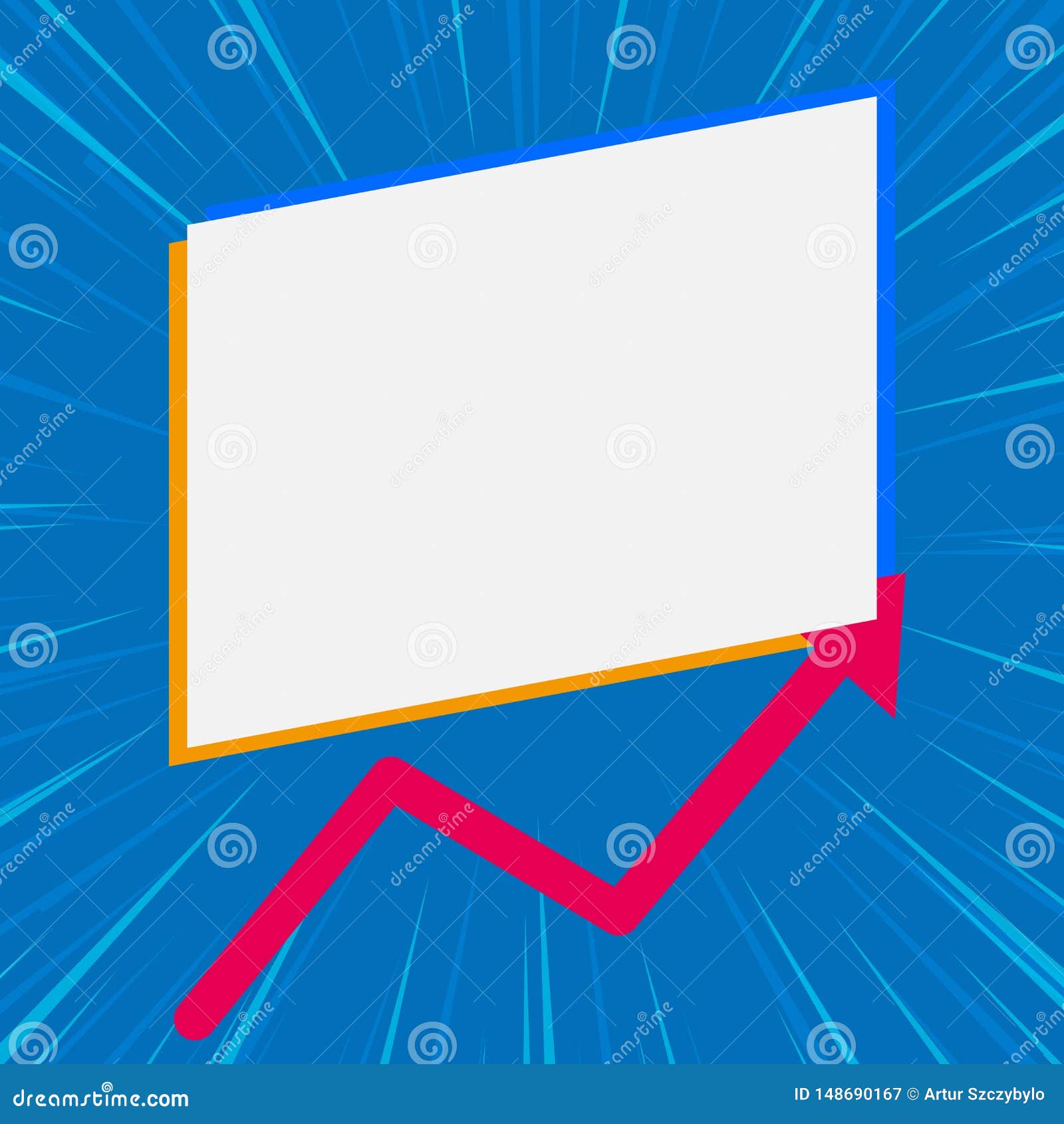 Close Up Front View One Blank Rectangle Above Another Arrow Zigzag ...