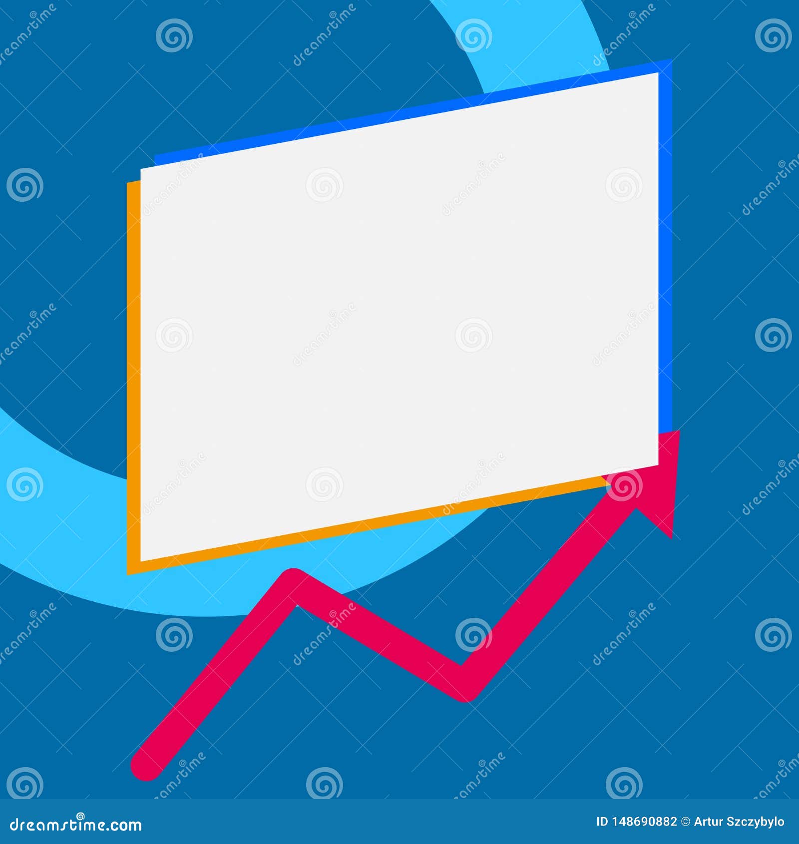 Close Up Front View One Blank Rectangle Above Another Arrow Zigzag ...