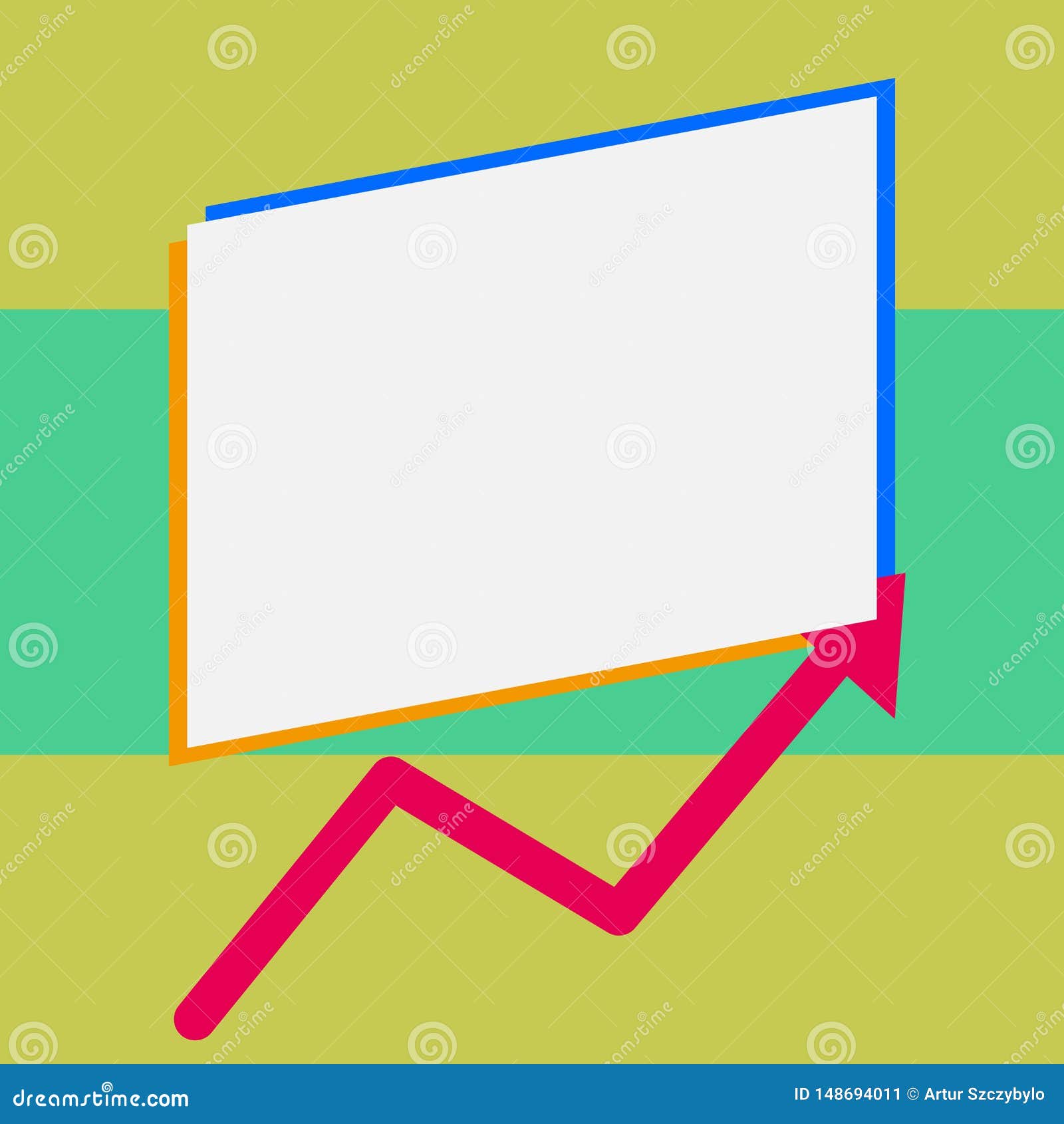 Close Up Front View One Blank Rectangle Above Another Arrow Zigzag ...