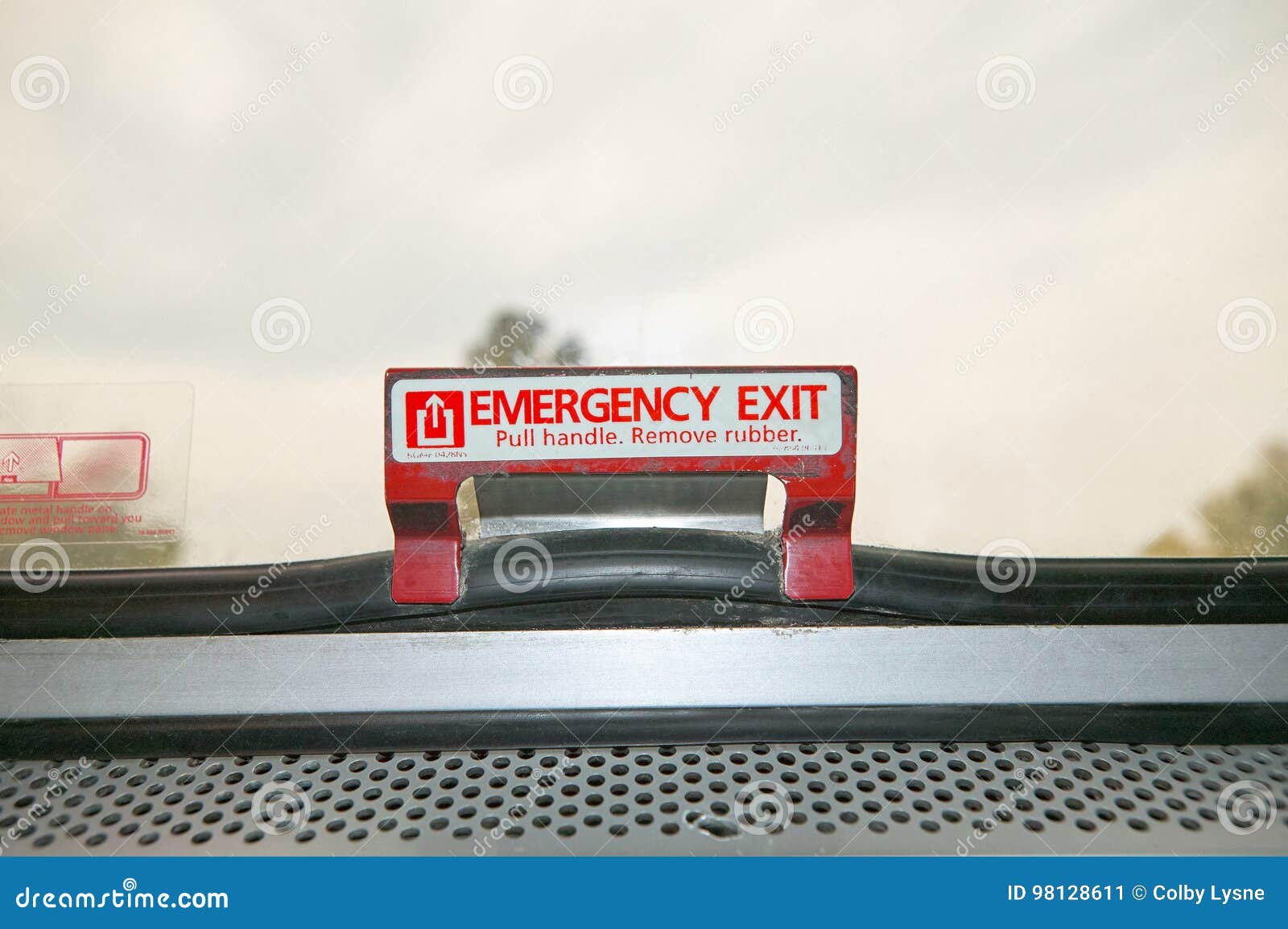 Close Up View of an Emergency Exit Sign and Latch Stock Image - Image ...