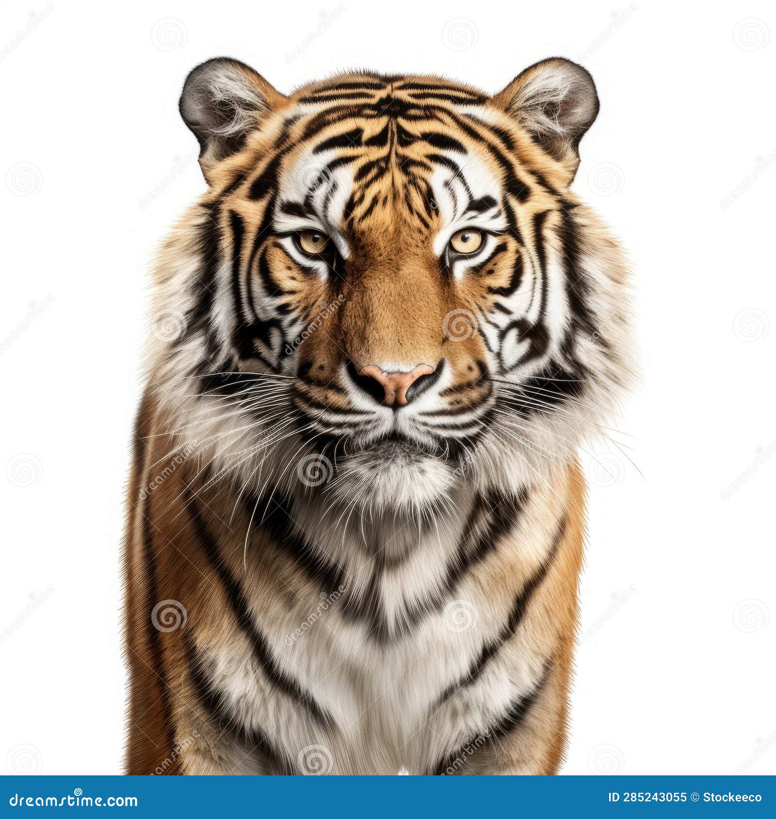 Close-up Tiger Drawing: Front View on White Background Stock ...
