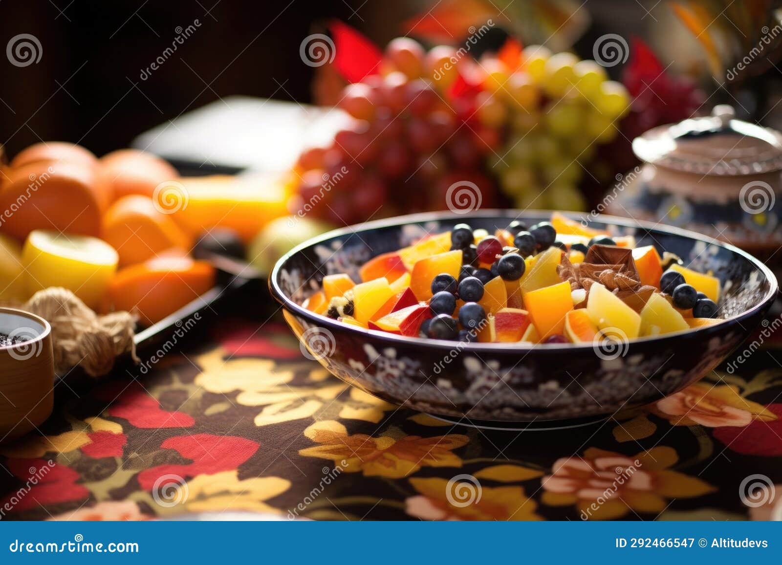 Close-up of Fruit Bowl Mazao on Decorated Table Stock Image - Image of ...