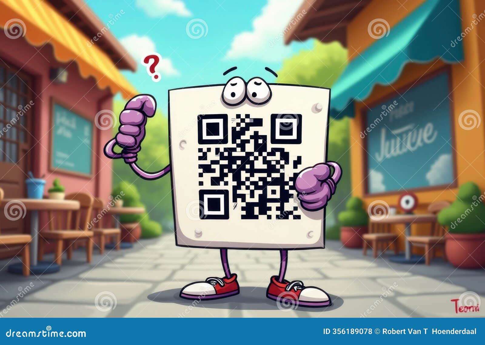 Close Up Funny Cartoon of a QR Code at 20-1-2025 Stock Illustration ...