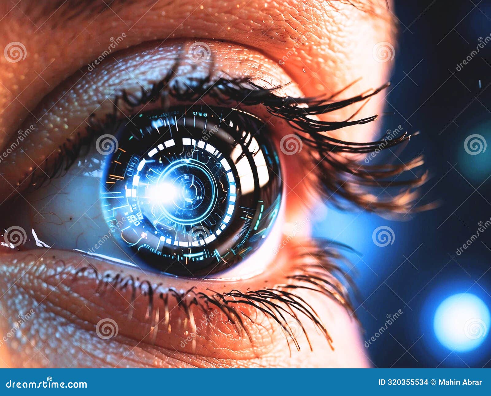 Close Up of Futuristic Augmented Eye - Future Technology Concept. Stock ...
