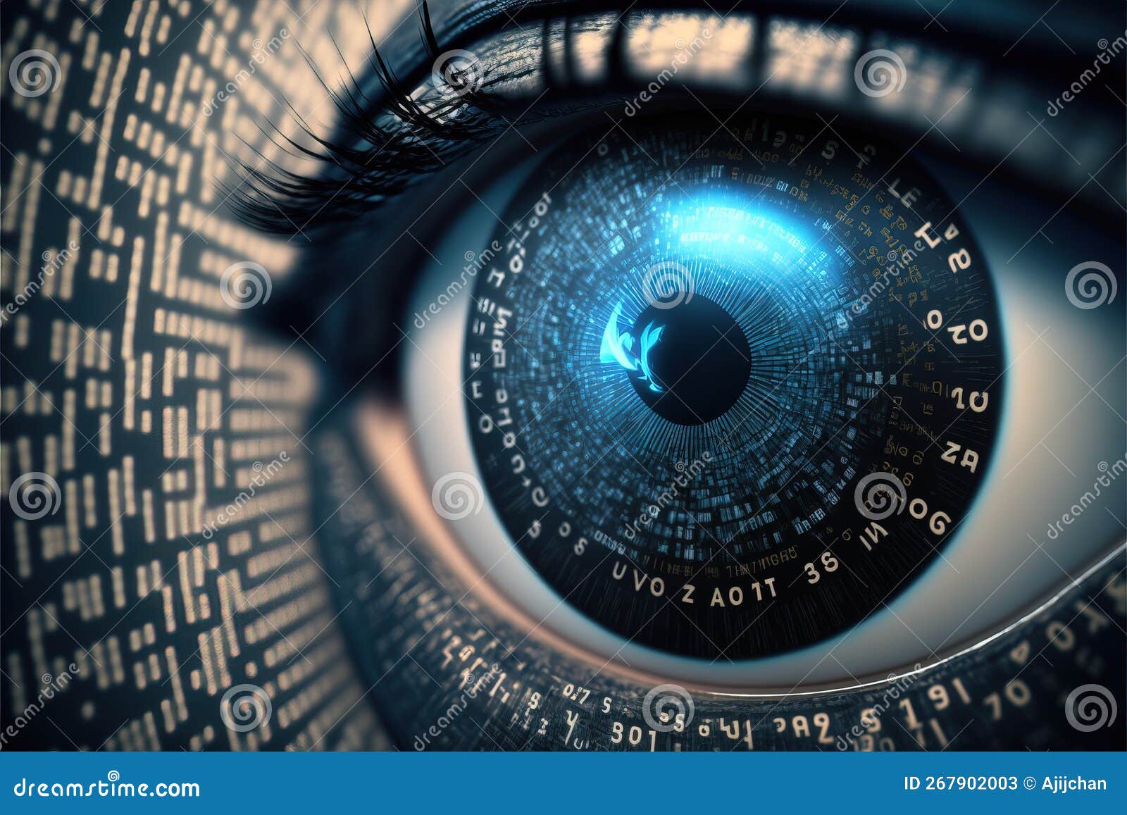 A Futuristic Eye Processing Data.Generative AI Stock Illustration - Illustration of capabilities ...