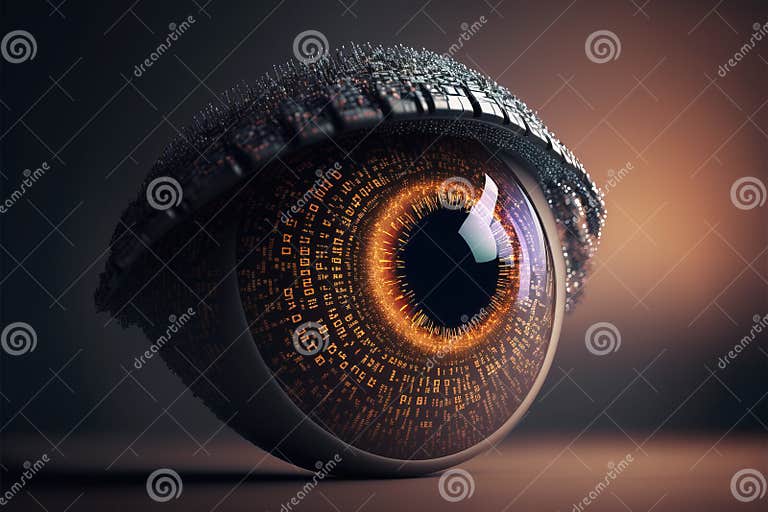 A Futuristic Eye Processing Data.Generative AI Stock Illustration - Illustration of network ...