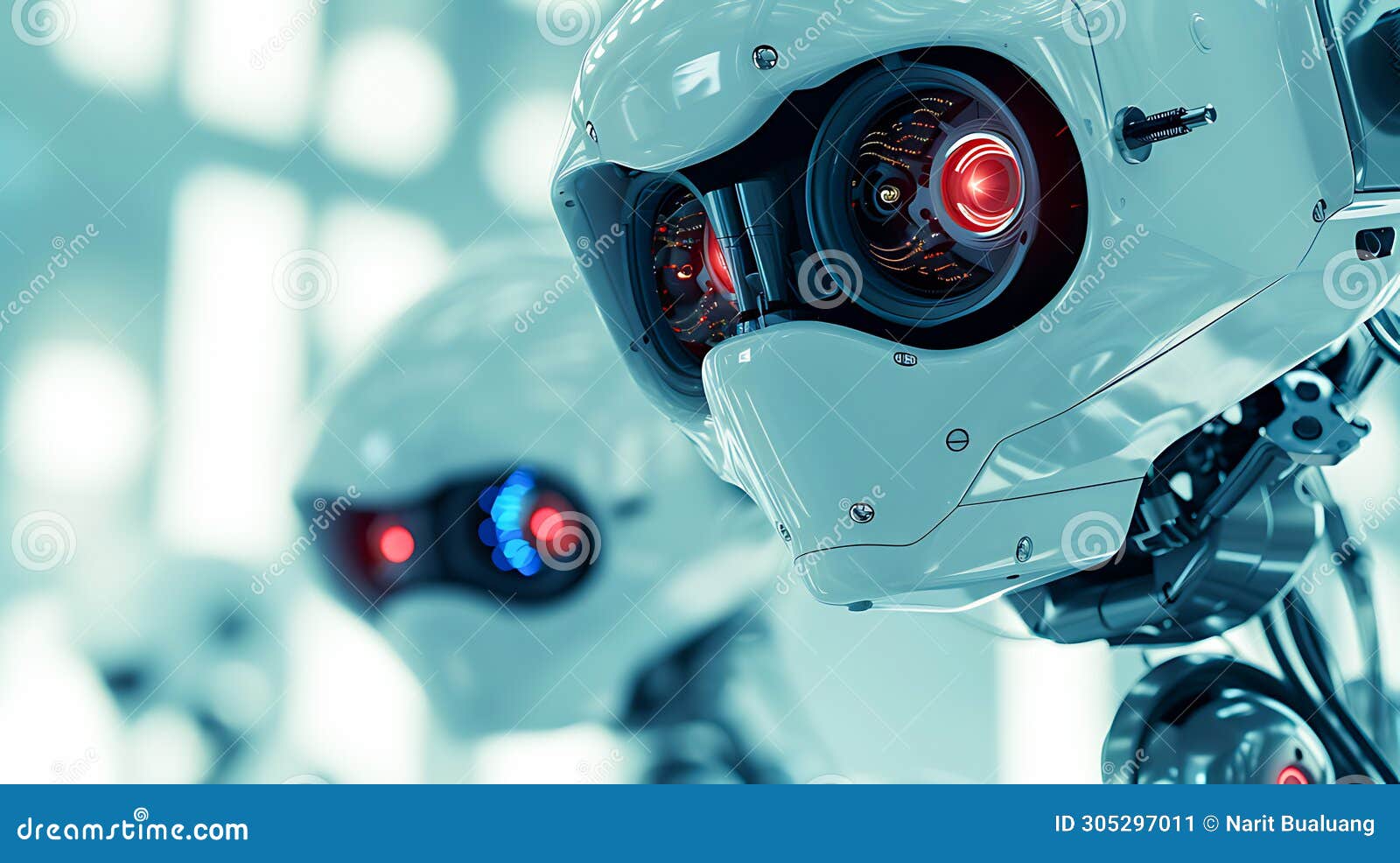 Close Up Futuristic Robotic Eye Precision Engineering and Surveillance ...