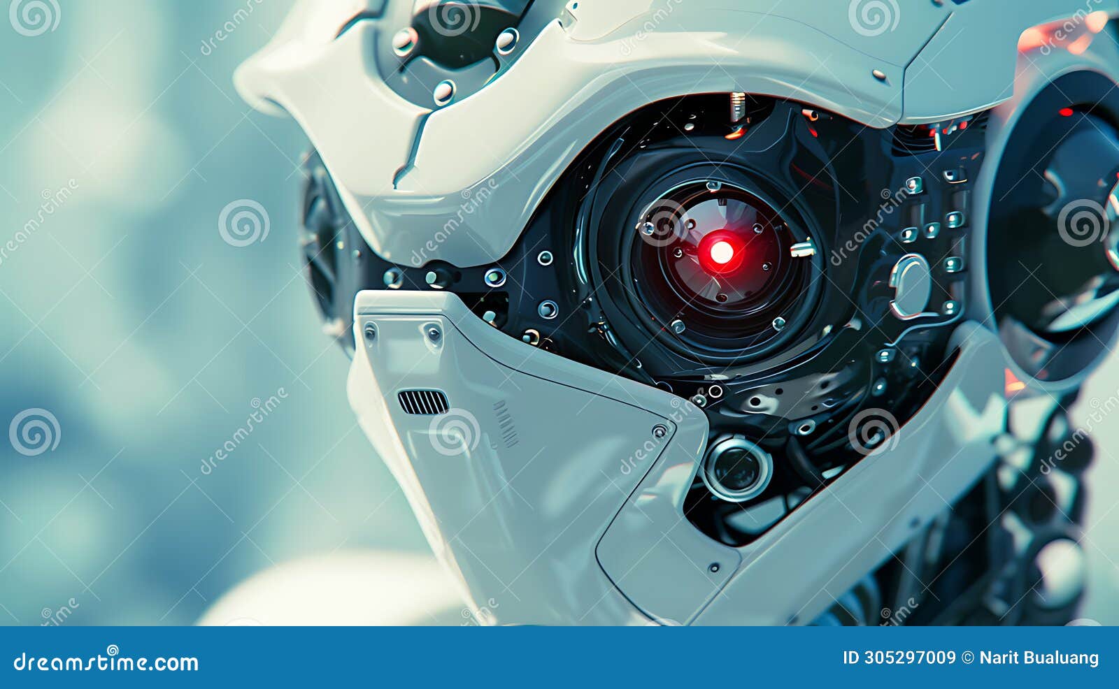 Close Up Futuristic Robotic Eye Precision Engineering and Surveillance ...